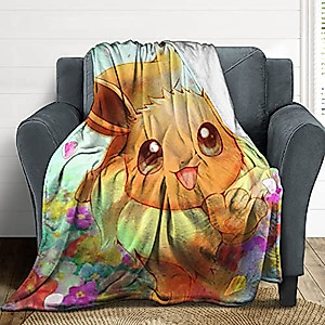 Anime Blanket Eevee Blanket Ultra-Soft Throw Blanket for Couch Bed Sofa, Lightweight Flannel Blankets Warm Bedding Blankets 40"x50"