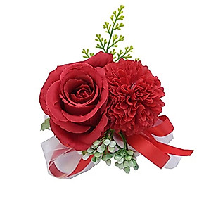 ADJ Wrist Flower - Handmade Artificial Rose Flower Wrist Corsage | Wristband Hand Flowers Wrist Corsage Bracelets, Corsage Wristlet Band for Wedding Bridesmaid Bridal Shower Prom Party