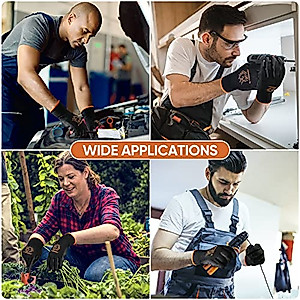 TICONN Work Gloves with Grip for Men and Women, All Purpose 3D Stretch Fit Slip Resistant PU Coated Grip Gloves (3 Pack, Medium)