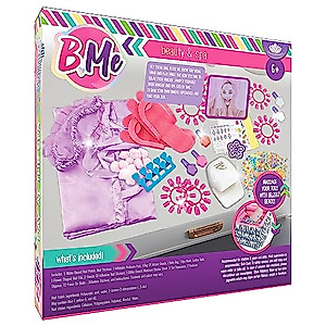 B Me Kids Spa Kit for Girls - Spa Day Party Supplies Kit w/Press On Nails, Kids Nail Polish & More - Kids Manicure Pedicure Gift Set for Sleepover - Spa Birthday Party Supplies for Girls Age 6-12
