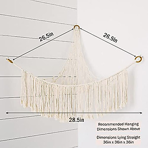 Macrame Stuffed Animal Net or Hammock – Toy Hammock for Stuffed Animals w/ Hooks - Stuffed Animal Hammock Holds Plushies, Yarn Skeins, Towels & More – Stuff Animal Hammock - Boho Nursery Decor