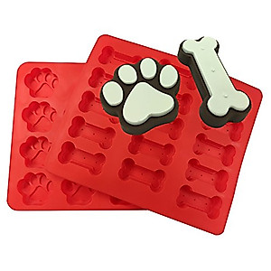 XL Dog Paw and Bone Mold Combo Pack - For Baking Paws and Bones - Silicone by MERRY BIRD