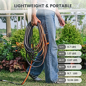 Giraffe Tools Garden Hose 25FT, 5/8"Heavy Duty Lay Flat Water Hose, No Kink, Flexible, Leakroof Gardening Hose with Male to Female Fitting, Lightweight Hybrid Hose Pipe for Garden & Yard