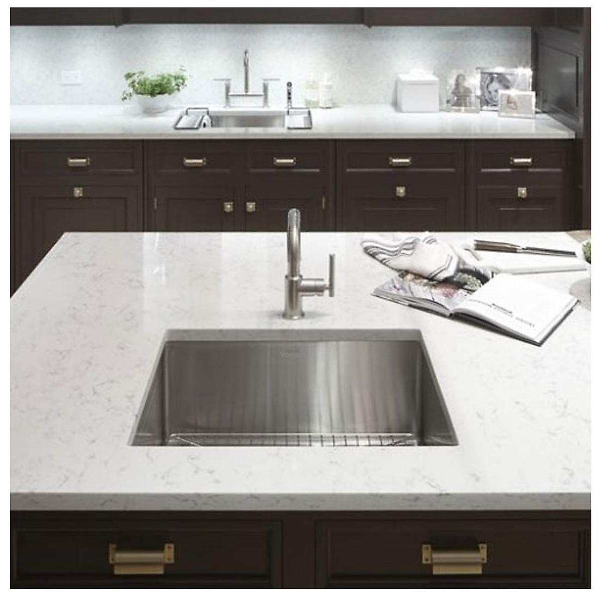 VADANIA 20-inch Kitchen Bar Sink, 20"x18"x10", Single Bowl, Undermount, 18 Gauge T304 Stainless Steel, Satin Finish, with Strainer & Bottom Grid, cUPC listed