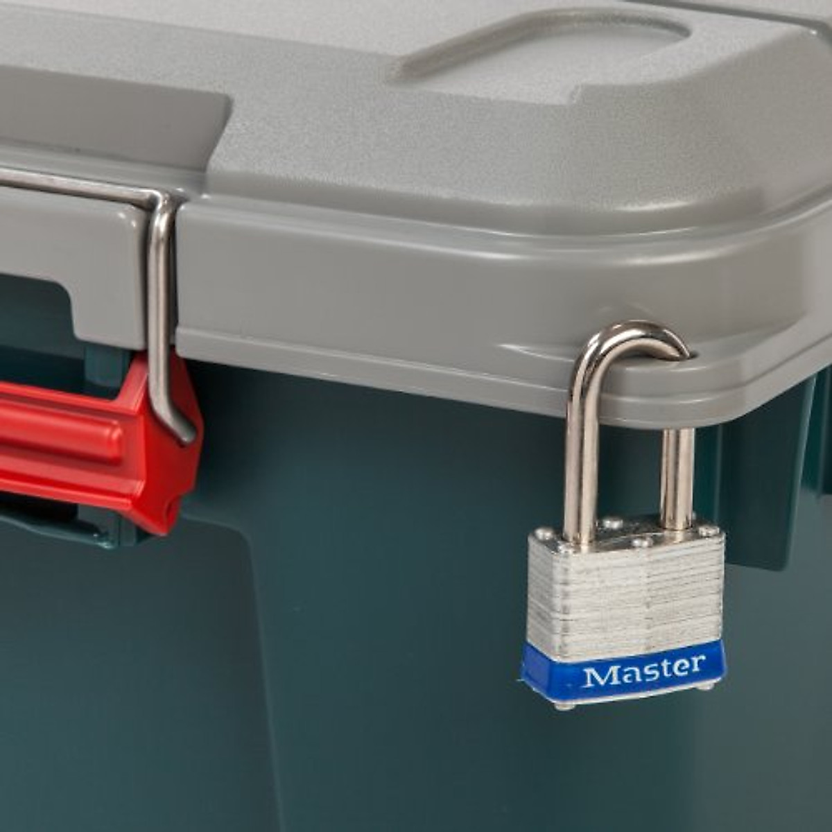 IRIS USA 82 Quart Weathertight Plastic Storage Boxes, Heavy-Duty Utility Totes with Durable Lid and Secure Latching Buckles, Garage and Outdoor, Green/Gray, 4 Pack