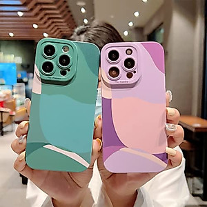 YKCZL Compatible with iPhone 14 Pro Case,Cute Painted Art Heart Pattern Full Camera Lens Protective Slim Soft Shockproof Phone Case for Women Girls-Purple