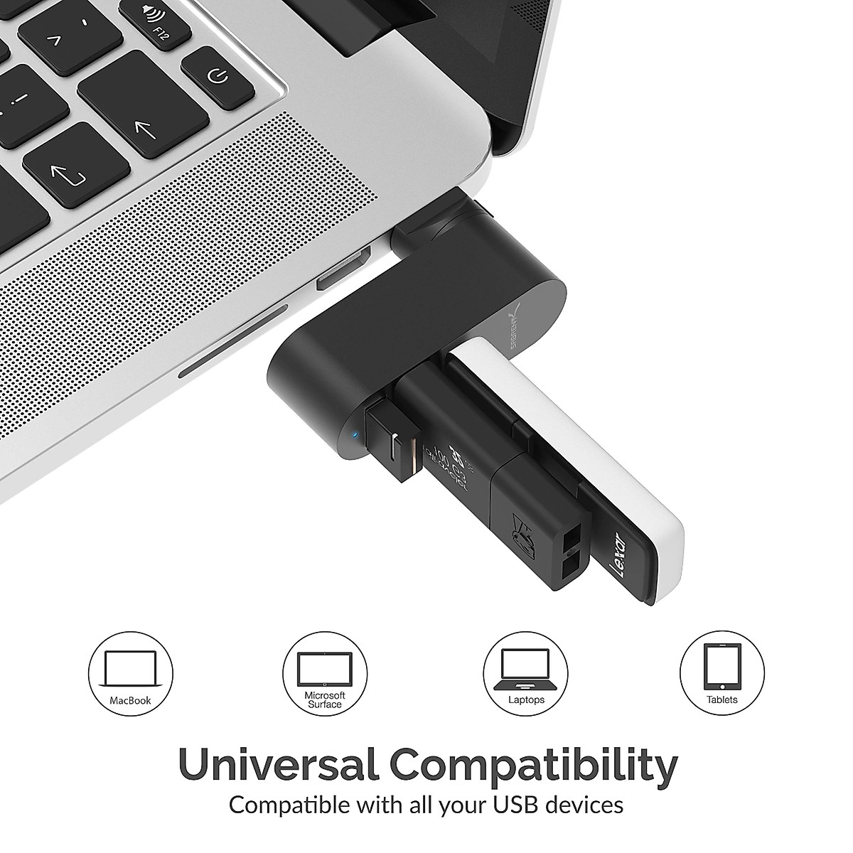 SABRENT Premium 3 Port Aluminum Mini USB 3.0 Hub [90°/180° Degree Rotatable] (HB-R3MB)