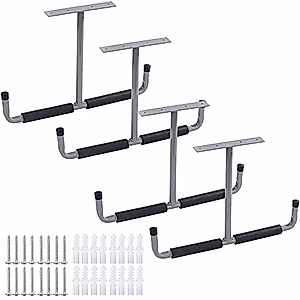 HOME RIGHT Overhead Garage Storage Rack, 16.5 Inch Heavy Duty Ceiling Double Storage Hooks Utility Hanger for Hanging Lumber Ladder Tool Bike & Other Bulky Items (4 Pack, Grey)