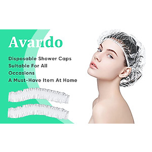 Avando Disposable Shower Caps 200pcs Hair Processing Clear Plastic Caps For Spa Home Use Hotel and Hair Salon Plastic Clear Elastic Bath Cap