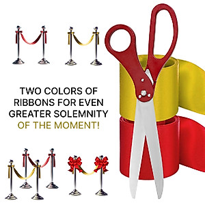 YARRD Grand Opening Ceremony Kit – 25" Giant Red Scissors with Red and Gold Satin Ribbons Grand Opening Ribbon Cutting Ceremony Kit for Special Events Inaugurations and Ceremonies