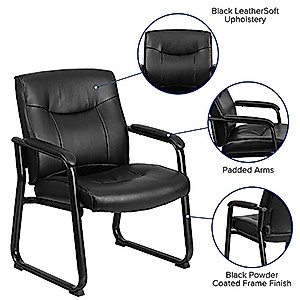 Flash Furniture HERCULES Series Big & Tall 500 lb. Rated Black LeatherSoft Executive Side Reception Chair with Sled Base