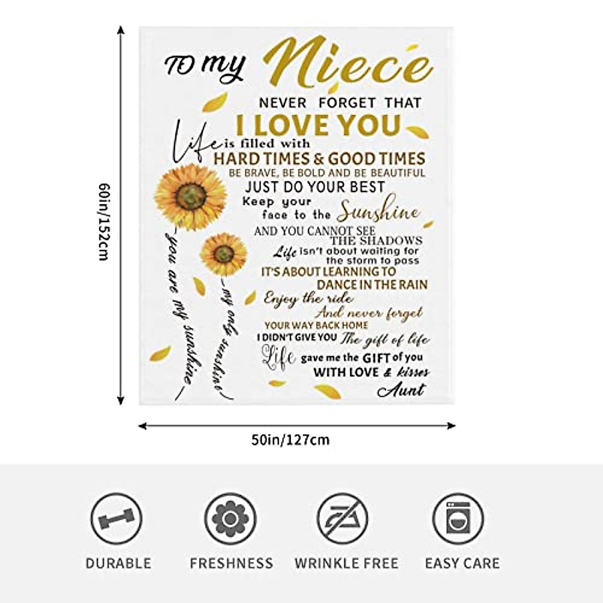 LGULDZ Niece Blanket Gifts to My Niece Throw Blanket for Nieces Form Uncle Auntie Beautiful Niece Blanket Birthday Gifts 50 x 60 in