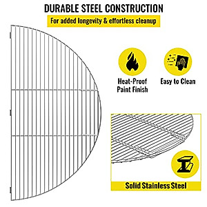 VEVOR Fire Pit Grates, Foldable Round Cooking Grate, Stainless Steel Tight Grid Campfire BBQ Grill with Portable Handle for Outdoor Picnic Party & Gathering, Silver (36 inch-With Handle)