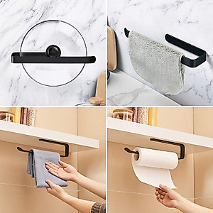 Joom Self-Adhesive Paper Towel Holder Under Cabinet Towel Holder/ Hand Towel Bar--Self-Adhesive Hanging on The Wall,Toilet Tissue Roll Paper Holder, No Drilling, 13 inches Black (13 Inch)