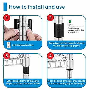Jamiikury 24 Pack Wire Shelf Clips, Black Shelf Lock Clips for 1 Inch Post Shelving, Plastic Shelving Sleeves Replacements for Wire Shelving System (12 Pairs, Black)