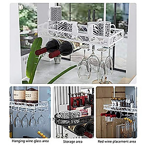 Stylish Simplicity Wine Glass Holder Simple Modern Creative Hanger Decoration Goblet Holder Glass Wine Glass Holder Adjustable Height Kitchen Floating Bottle Holder (Black 100 * 25Cm), PIBM, White