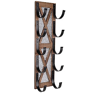 Autumn Alley Farmhouse Towel Holder, Rustic Wine Rack, Rolled Towel Rack, and Wine Holder for Farmhouse Bathroom Accessories Décor, Wall Mounted Towel Rack, Rustic Brown