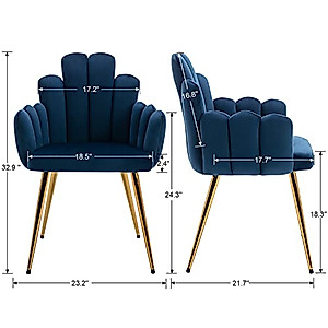 RIVOVA Navy Blue Velvet Dining Chairs Set of 4, Modern Accent Chairs Upholstered Side Chairs Kitchen Chairs Living Room Chairs with Gold Metal Legs
