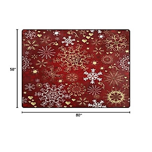 ALAZA Christmas Red Gold and White Snowflake Winter Area Rug Rugs for Living Room Bedroom 7' x 5'