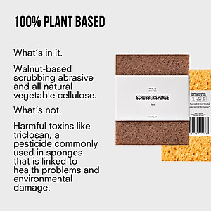 Public Goods Walnut Scrubber Sponge | Cleaning & Scrubbing Sponges for Dishes & Kitchen Sink | Natural, Plant-Based Sponges | Made in Canada | Pack of 4