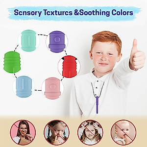 Chew Necklaces for Sensory Kids, Silicone Chewy Necklace Sensory Chew Toy for Girls Boys, 6 Pack chewelry for Kids Teens Adults with Autism Anxiety ADHD SPD or Oral Motor Needs