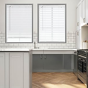 DEZ FURNISHINGS 2" Cordless Flat Slat Venetian Blind, 61.5"W x 64"H, White