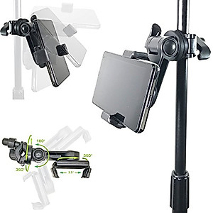 AccessoryBasics Music Boom Mic Microphone Stand Smartphone Mount w/360° Swivel Adjust Holder for all smartphones up to 3.75 inches wide (Zoom Video Compatible)