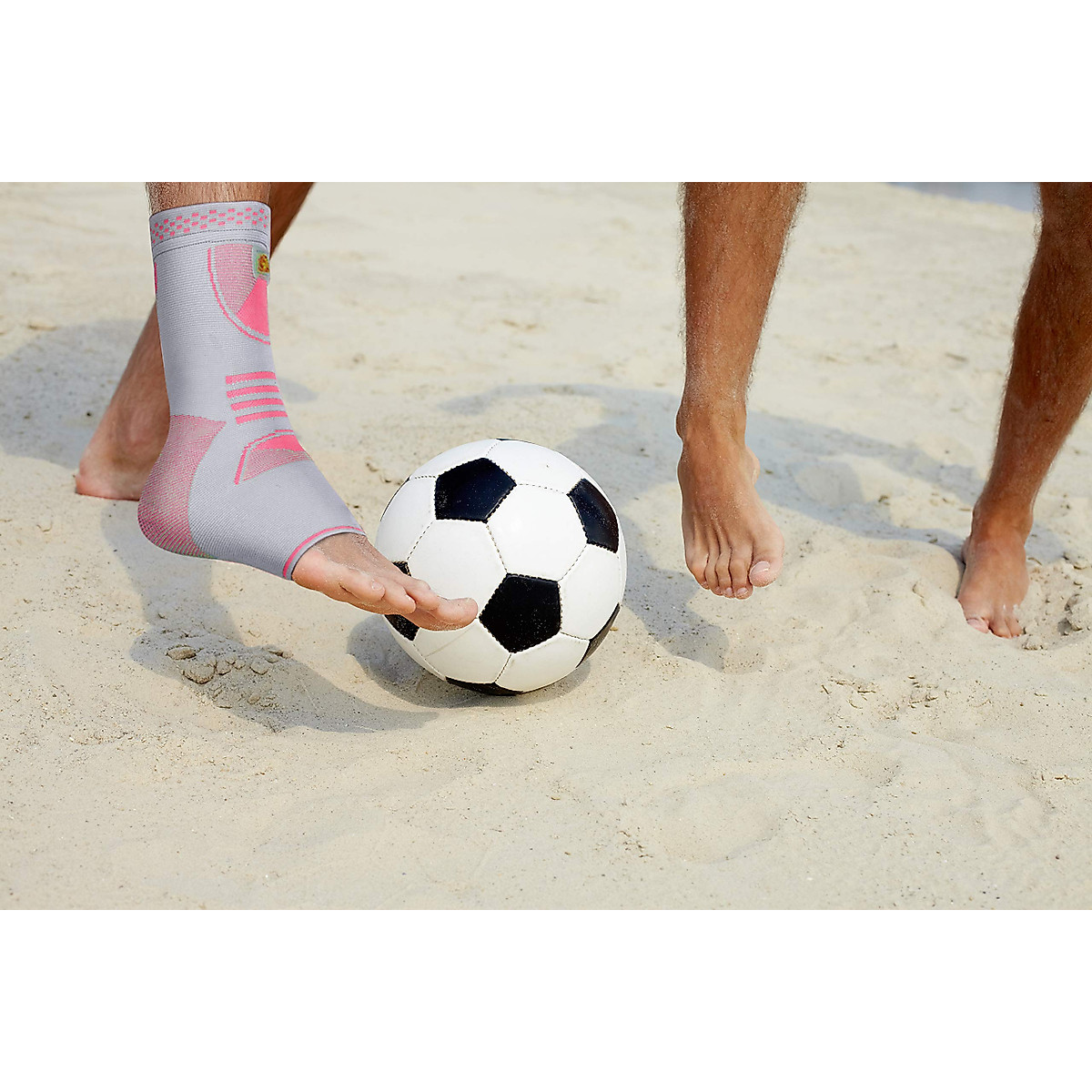 Doctor Developed Ankle Brace/Compression Sleeve/Ankle Support - & Doctor Written Handbook - Protector/Guard with Silicon Gel Pad for Foot Support [Single] (Pink/Grey, M)