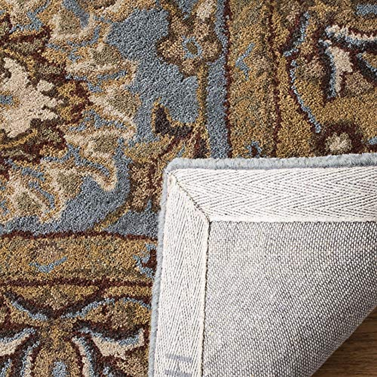 SAFAVIEH Heritage Collection Accent Rug - 2' x 3', Blue & Gold, Handmade Traditional Oriental Wool, Ideal for High Traffic Areas in Entryway, Living Room, Bedroom (HG958A)