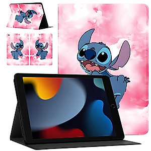 Case for iPad 9th Generation (2021) / 8th Generation (2020) / 7th Gen (2019) 10.2 Inch Anime Cartoon Cool Cute Kawaii Partten Folio Cover Cases for Teens Girls（Pink）