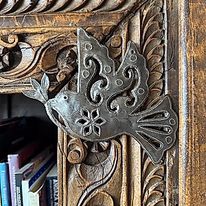 It's Cactus Home Decor Bird, Set of 2 Dove of Peace with Olive Branch, Wall Hanging Plaques, Cute Metal Garden Art 5.5 x 8 Inches, Handmade in Haiti