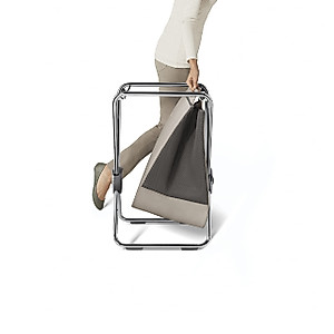 simplehuman x-frame laundry hamper, 100% recycled polyester collapsible laundry baskets with easy carry handles, heavy-gauge steel frame, chrome, 80L