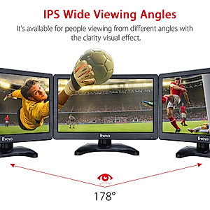 Eyoyo 12 inch HD 1920x1080 IPS LCD HDMI Monitor Screen Input Audio Video Display with BNC Cable for PC Computer Camera DVD Security CCTV DVR Home Office Surveillance