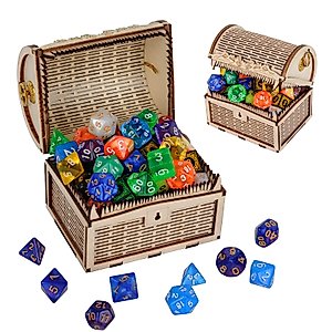 DND Mimic Chest Box Wood Laser Cut Dice Storage Case Perfect for Dungeons and Dragons, Board Game, Tabletop RPG and Gaming Accessories
