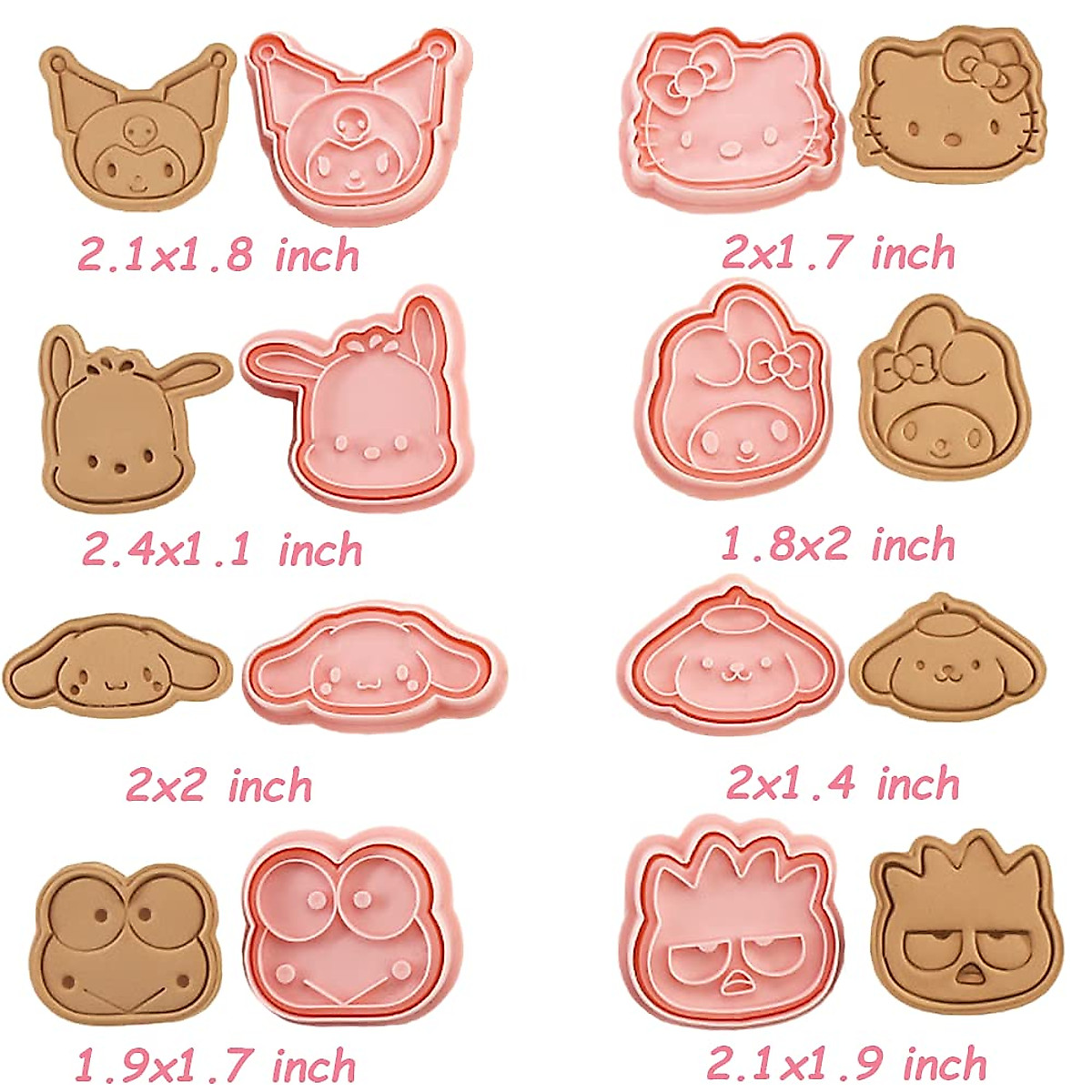 ROFOLO 8 Piece Mini Cartoon Cookie Cutters for Baking, 3d Raised Design Gingerbread Cookie Stamps, Suitable for Frosting Decoration, Mini Pie Molds, Apple Pie Pastry Biscuit Cutter