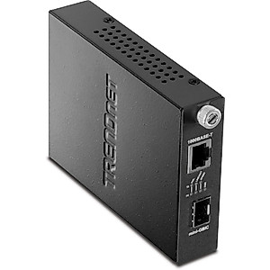 TRENDnet 100/1000Base-T to SFP Fibre Media Converter, Fibre to Ethernet Converter, RJ-45,Multi(SX) or Single-Mode(LX) 100Base-FX/1000Base-SX/LX Mini-GBIC Slot, TFC-1000MGA