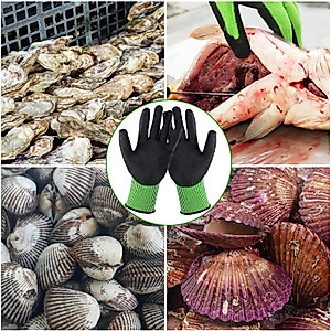 Palksky Oyster Shucking Gloves, Oyster Shucker Tool Protectors Handguard, Oyster Opener Machine Kit, Easy to Use Oyster Holders Seafood Tool (Green-Black