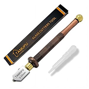 Glass Cutting Tool- 3-23mm Cutting Range- Glass Cutter with Carbide Tip, Anti-Slip Handle, and Auto-Oil System for Thick Glass/Tile/Mirror/Mosaic