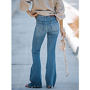 KUNMI Women's Flare Bell Bottom Jeans High Waisted Wide Leg Bootcut Jeans Stretchy Denim Pants