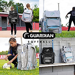 Guardian Baseball - Diamond Series Baseball/Softball Bat Bag - Boys Travel Baseball Bag - Softball Equipment Bag for Girls (Grey/Carolina Blue)