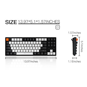 Keychron C1 Mac Layout Wired Mechanical Keyboard, Gateron G Pro Blue Switch, Tenkeyless 87 Keys ABS keycaps Computer Keyboard for Windows PC Laptop, White Backlight, USB-C Type-C Cable