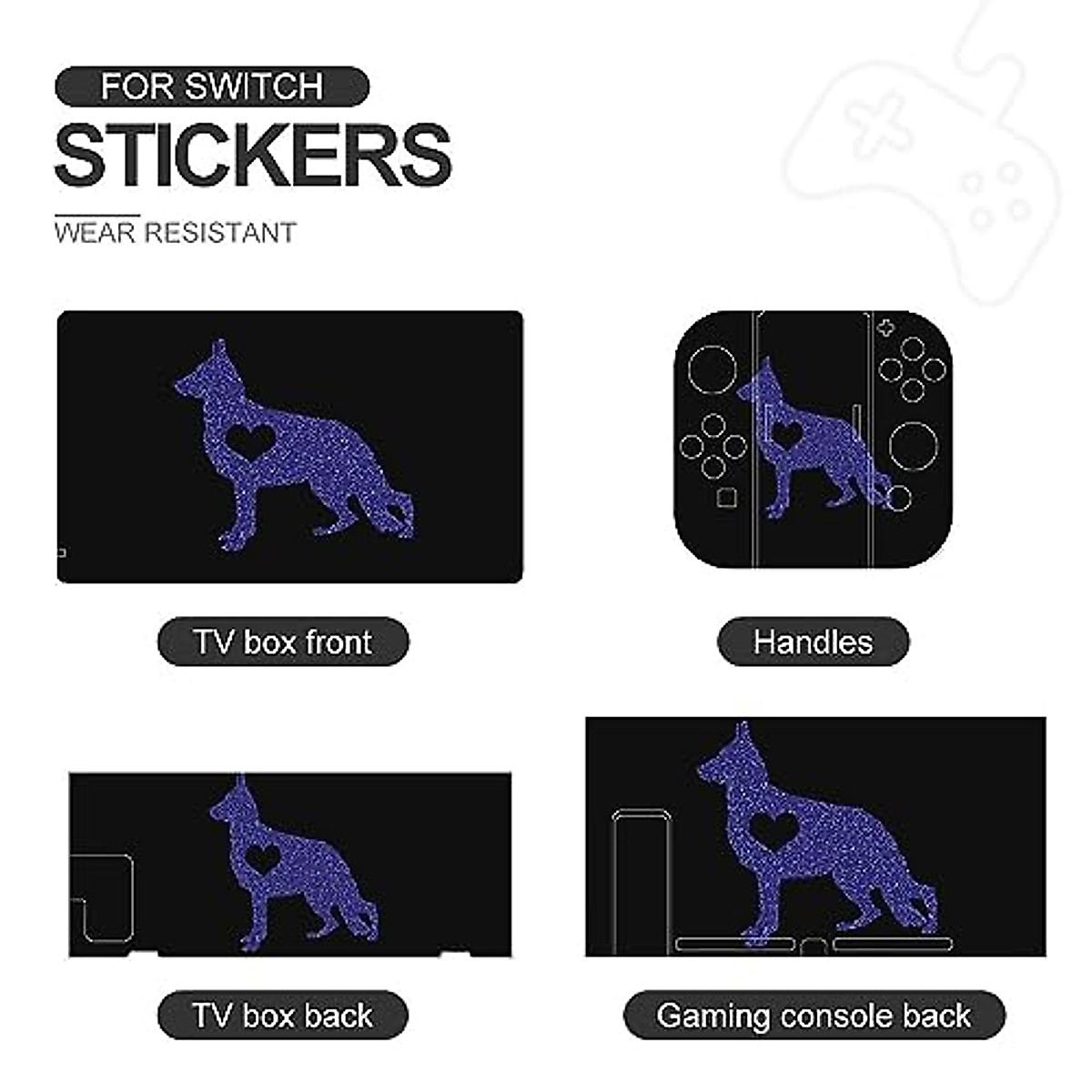 German Shepherd Heart Dog Breed Switch Sticker Skin Cute Pattern Full Wrap Skin Protection for Switch