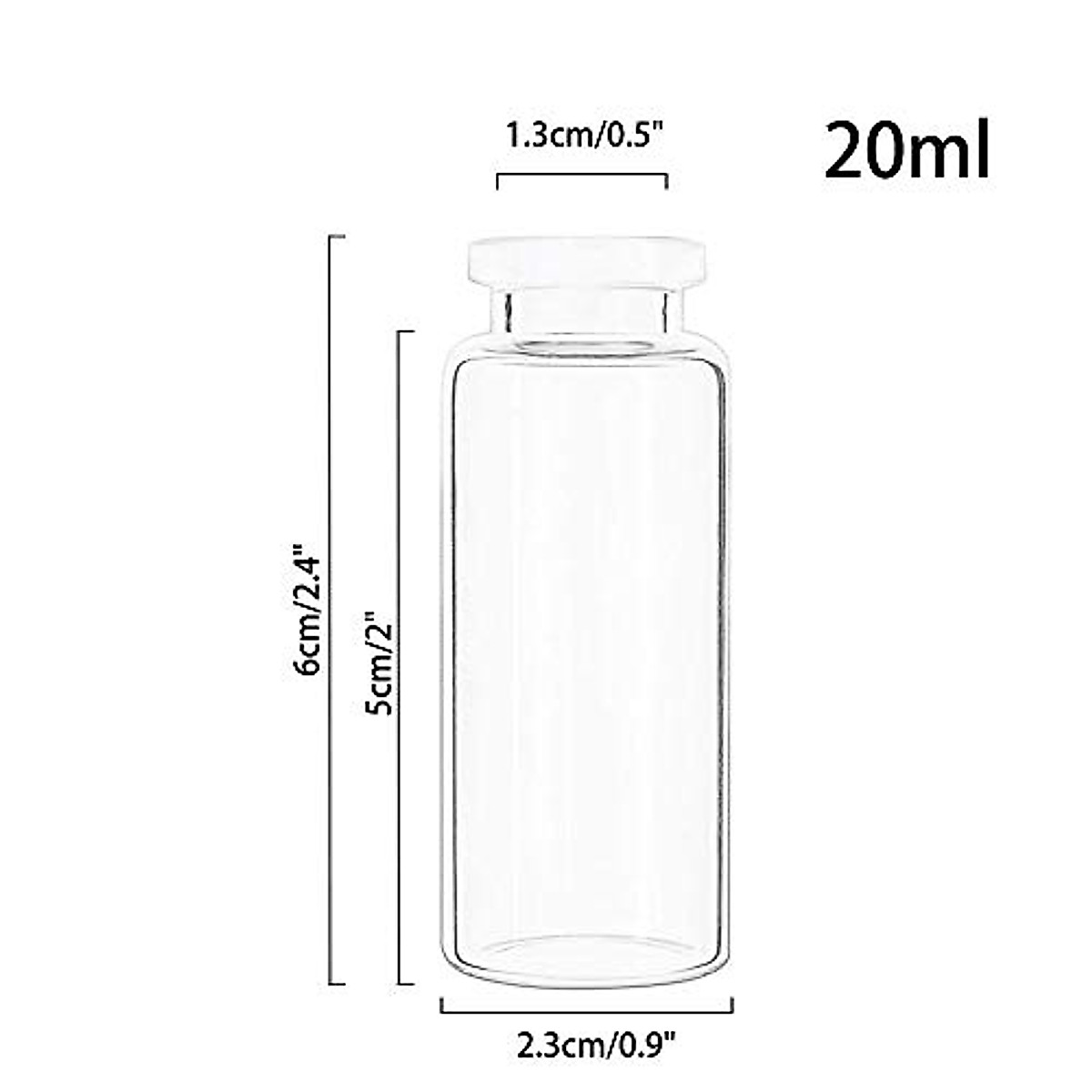 SUPERLELE Glass Bottles with Cork 48pcs 20ml Decorative Wish Bottles with 48pcs Eye Screws 3pcs Funnel