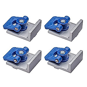 Rockler T Track Stop Kit (4 Pack) - T Track System Accessories w/ 2 Inline Stops, 2 Short Stops - T Track Woodworking Stop Kit – Aluminum T Track Hold Down Clamps for Durability – 5/8” Tall Stops