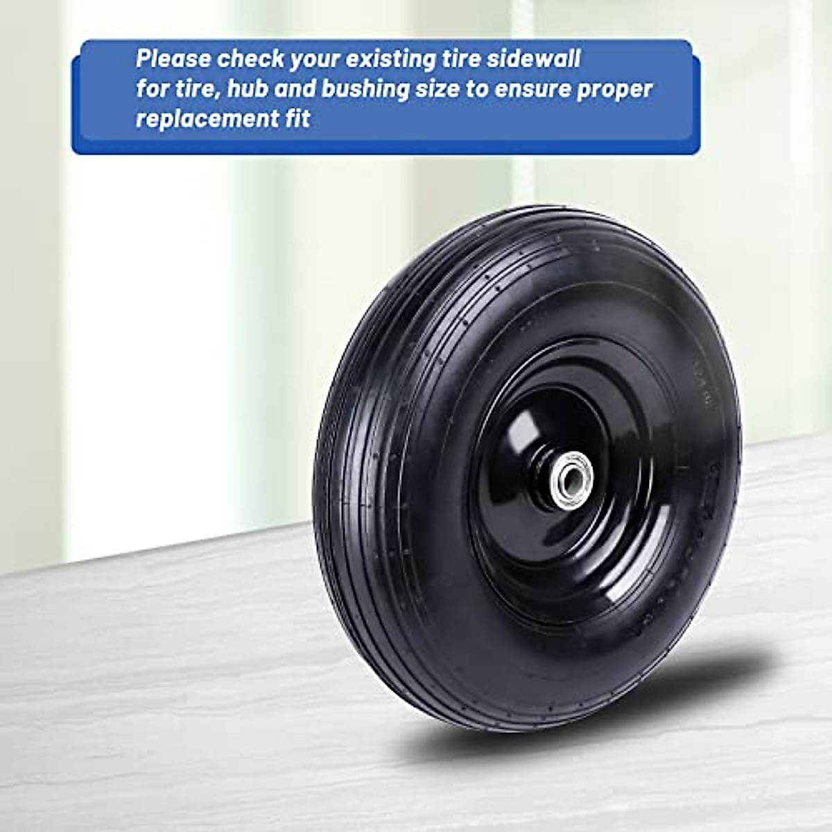 13 Inch Wheelbarrow Tire Wheel Replacement Air Filled Fits Tires Size of 4.00"x 6" (3.50/2.50-8") 5/8" Bearings for Wheel Barrel Yard Cart Garden