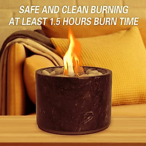 A AIFAMY Tabletop Fire Pit Marble Table Top Fire Pit Bowl, 7" Mini Personal Fireplace for Indoor and Outdoor, Smokeless Clean-Burning Bio Ethanol Fire Pit for Smore’s Maker(1.5h Burning Time)