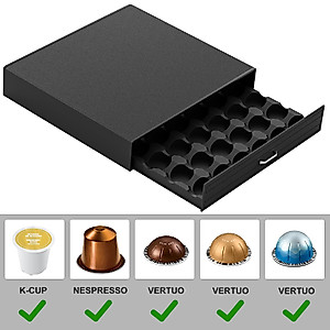 SZQINJI K Cup Holder Drawer 30 Pods Capacity, K Cup Organizer Coffee Pod Holder Compatible With Keurig K Cups for Nespresso VertuoLine/OriginalLine, Black