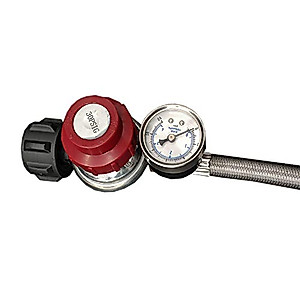 MENSI 30 PSI Adjustable Regulator with Stainless Braided Two Way Splitter Hose for Heaters/Grills, Fire Pit