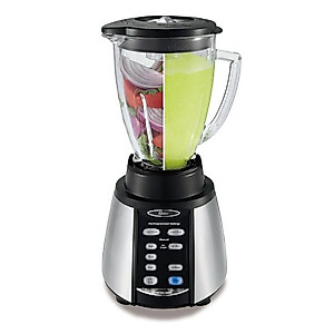 Oster Reverse Crush Counterforms Blender, with 6-Cup Glass Jar, 7-Speed Settings and Brushed Stainless Steel/Black Finish - BVCB07-Z00-NP0