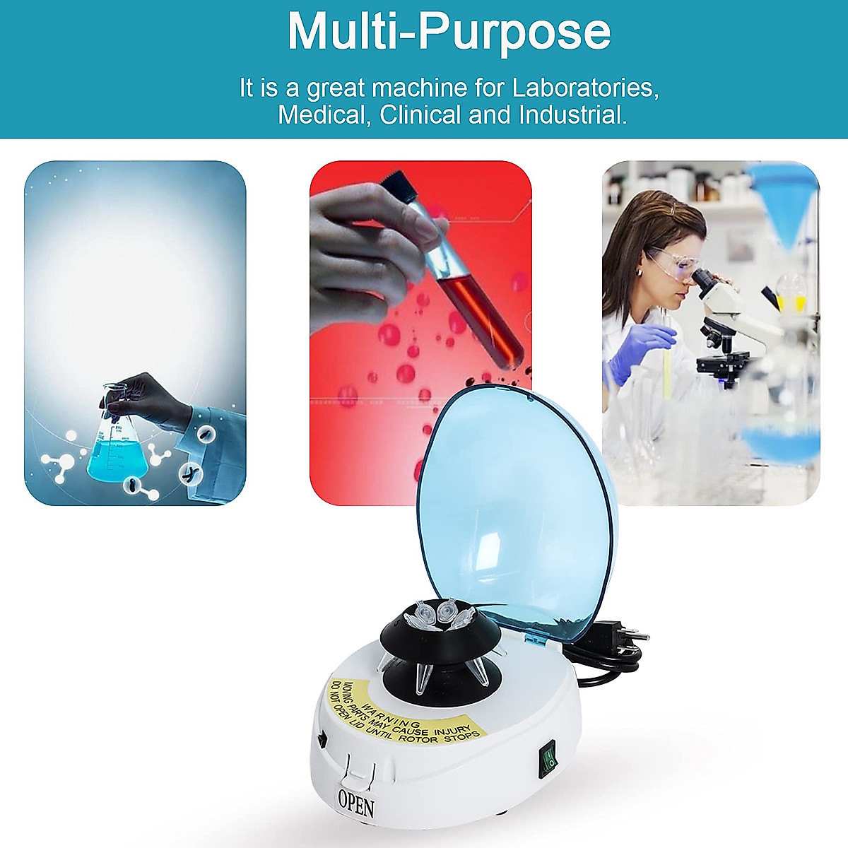 Mini Centrifuge Machine 𝟒𝟎𝟎𝟎𝐫𝐩𝐦, Mini Portable Desktop Centrifuge Laboratory, 110V Lab Benchtop Centrifuge, 2 Rotors for 2ml/1.5ml/0.5ml/0.2ml Centrifuge Tubes